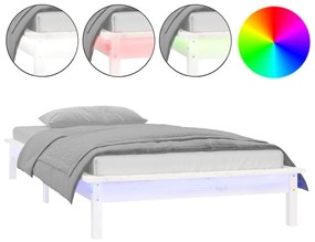 820597 vidaXL Rám postele s LED světlem bílý 100 x 200 cm masivní dřevo