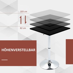 HOMCOM Barový stůl Výškově nastavitelný vysoký stůl s otočnou deskou, protiskluzový Kuchyňský stůl do obývacího pokoje, jídelny, černý, 60 x 60 x 69-…