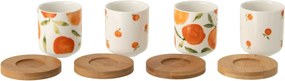 Sada 4 keramických kalíšků s podtácky Casa Naranja - Ø 6*6,5 cm / 100 ml