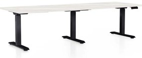 Výškově nastavitelný stůl OfficeTech Long, 240 x 80 cm, černá podnož, bílý jasan