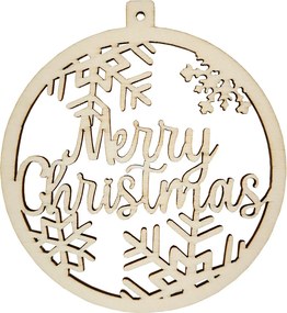 AMADEA Dřevěná ozdoba kolečko - Merry Christmas, 6 cm, český výrobek
