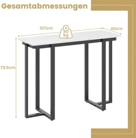 Costway Konzolový stůl úzký, moderní s mramorovým vzhledem – 107 × 40 × 79,5 cm