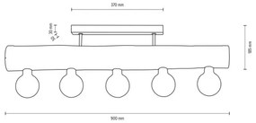 Spot-Light DO6997556 - Přisazený lustr TRABO 5xE27/60W/230V borovice