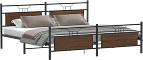Kovový rám postele bez matrace hnědý dub 200 x 200 cm 3325106