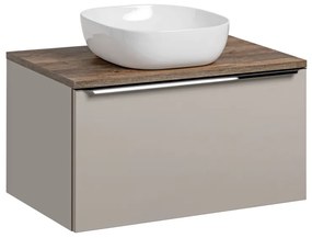 COMAD Závěsná skříňka s umyvadlem - SANTA FE 82-80 taupe + 89-80 oak, šířka 80 cm, krémová/dub santa fe vintage