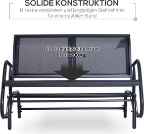 Outsunny Houpací křeslo 2-sedák Zahradní lavice Zahradní houpačka Lavice Sedadlo Park Lavice Kovový zahradní nábytek Černá 120 x 70 x 88 cm | Aosom