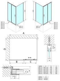 Polysan DEEP 150 x 75 cm MD1516MD3116 sprchový kout obdélníkový čiré sklo