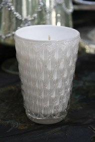 Bílá voňavá svíčka v luxusní sklenici 11cm