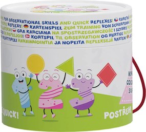 JIRI MODELS Hra karetní Postřeh! Čísla, barvy, tvary v kulaté krabičce 8