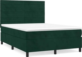 Box spring postel s matrací tmavě zelená 140x190 cm samet 3143082