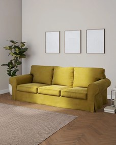Potah na pohovku IKEA Ektorp 3-místná rozkládací, NOVÝ MODEL 2013 barva zelená látka lesklé, sametová