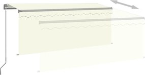 vidaXL Ručně zatahovací markýza s roletou 3 x 2,5 m [3069377] Barva: krémová