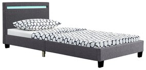 Juskys Čalouněná postel Verona 90 x 200 cm s LED osvětlením v tmavošedé barvě