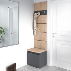Eka Předsíňová stěna s čalouněnými panely Trinity 7 - Grafit / Béžová 2304