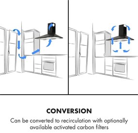 Klarstein Zugspitze 90, digestoř, 90 cm, nástěnná, 330 m³/h, LED, černá