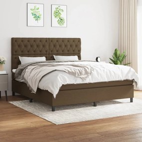 Box spring postel s matrací tmavě hnědá 160x200 cm textil 3142028