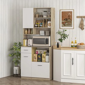 HOMCOM Kuchyňská Skříň Buffet Skladovací Skříň Moderní Styl s Nastavitelnými Policemi, Zásuvkou, Pracovní Deskou, Správou Kabelů, pro Jídelnu, Obývací