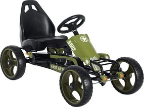 HOMCOM Motokára šlapací šlapací auto s ruční brzdou Nastavitelné sedadlo od 3 let Zelená 105 x 54 x 61 cm | Aosom