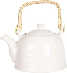 Bílá porcelánová konvička na čaj - 17*12*10 cm / 0,6L