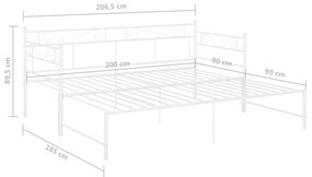 Rám vysouvací postele/pohovky bílý kovový 90 x 200 cm