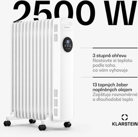 Klarstein Olejový radiátor Thermaxx | 2500 W | 25 m² | 3 režimy | 7 až 35 °C | 44 cm x 64 cm