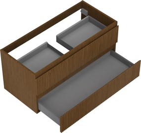 Mexen Rivel, koupelnová skříňka 100 cm, 2 zásuvky, drážkovaná, ořech, 91A20-10047-2-BFF86