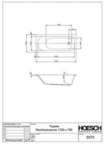 Hoesch Topeka obdelníková vana 170 x 75 cm Hoesch 5570