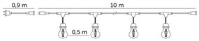 LED Venkovní dekorační řetěz BAJA ST64 20xE27/1W/230V 10,9m IP44 teplá bílá