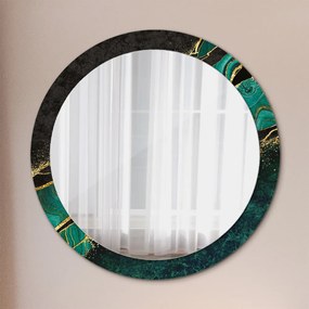 Kulaté zrcadlo tištěný rám Mramorová zelená fi 90 cm