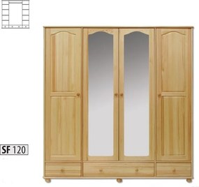 Casarredo - Komfort nábytek Šatní skříň FS-120, 4-dvéřová se zrcadlem | barva: moření dub