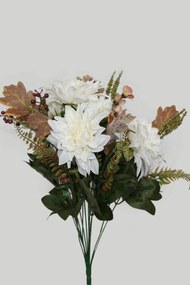 Bílá umělá kytice s dálími 52cm