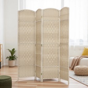 HOMCOM skládací dřevěný paraván se 4 panely, 180 × 180 cm, dub