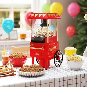 Costway Retro stroj na popcorn 1200 W horkovzdušný popcornovač s 67 ml odměrkou