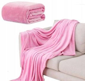 Měkká deka, flanel, fleece, přehoz, růžová, 160x200 cm