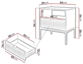 Noční stolek NOVA 56x54 cm šedá/černá