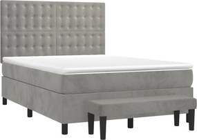Box spring postel s matrací světle šedá 140x190 cm samet 3138079