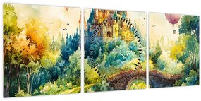 Obraz - Pohádkový zámek (s hodinami) (90x30 cm)