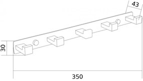 Mexen příslušenství, Věšák na ručníky 5-háčků, zlatá, 709265-50
