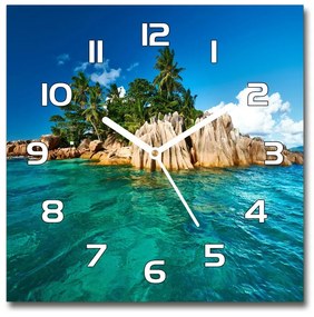Wallmuralia Skleněné hodiny na stěnu Tropický ostrov 30x30 cm