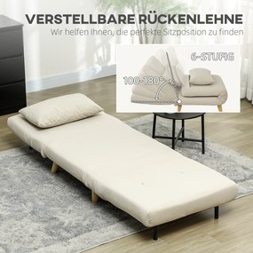 HOMCOM 3 v 1 Rozkládací Křeslo, Sofabed s Funkcí Postele, Polštář na Bedra, Sklopné Křeslo s Nastavitelným Opěradlem, Chaise Lounge v Sametovém Vzhle…