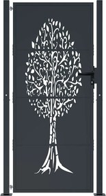 Zahradní branka antracitová 100 x 175 cm ocelová, design stromu 153158