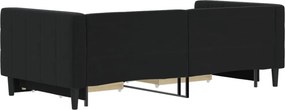 Válenda s přistýlkou a zásuvkami černá 90 x 190 cm samet 3196754