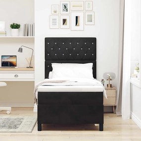 Postel s boxspringem s matrací s čelo Černý 90 x 190 cm samet 3339736