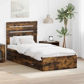 Rám postele Uzený dub a stříbrná 75 x 190 cm Kompozitní dřevo 3411702