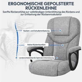 Kancelářská židle Yaheetech – šedá, 69 cm (šířka) × 71 cm (hloubka) × 110 cm – 119 cm (výška) (267499488554)