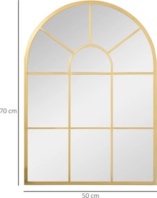 HOMCOM Nástěnné zrcadlo 70x50cm Zrcadlo do okna s kovovým rámem Závěsné zrcadlo do předsíně a dekorace Celoplošné zrcadlo ve zlaté barvě | Aosom.de