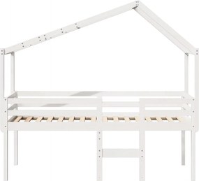 Patrová postel se střechou bílá 90 x 190 cm masivní borovice 3282059