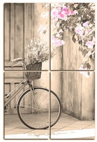 Obraz na plátně - Kolo s květinami - obdélník 774FD (120x80 cm)