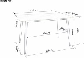 Jídelní stůl RION 130x70 cm s keramickou deskou, bílý mramor