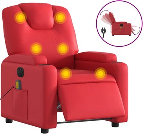 Elektrické masážní polohovací křeslo červené umělá kůže 3204428